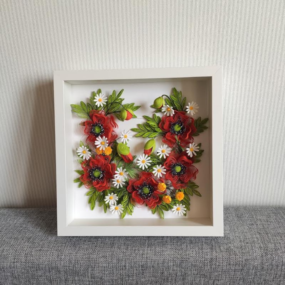 3D Paper Quilling Panels Poppies Daisies. 1st Wedding - Etsy