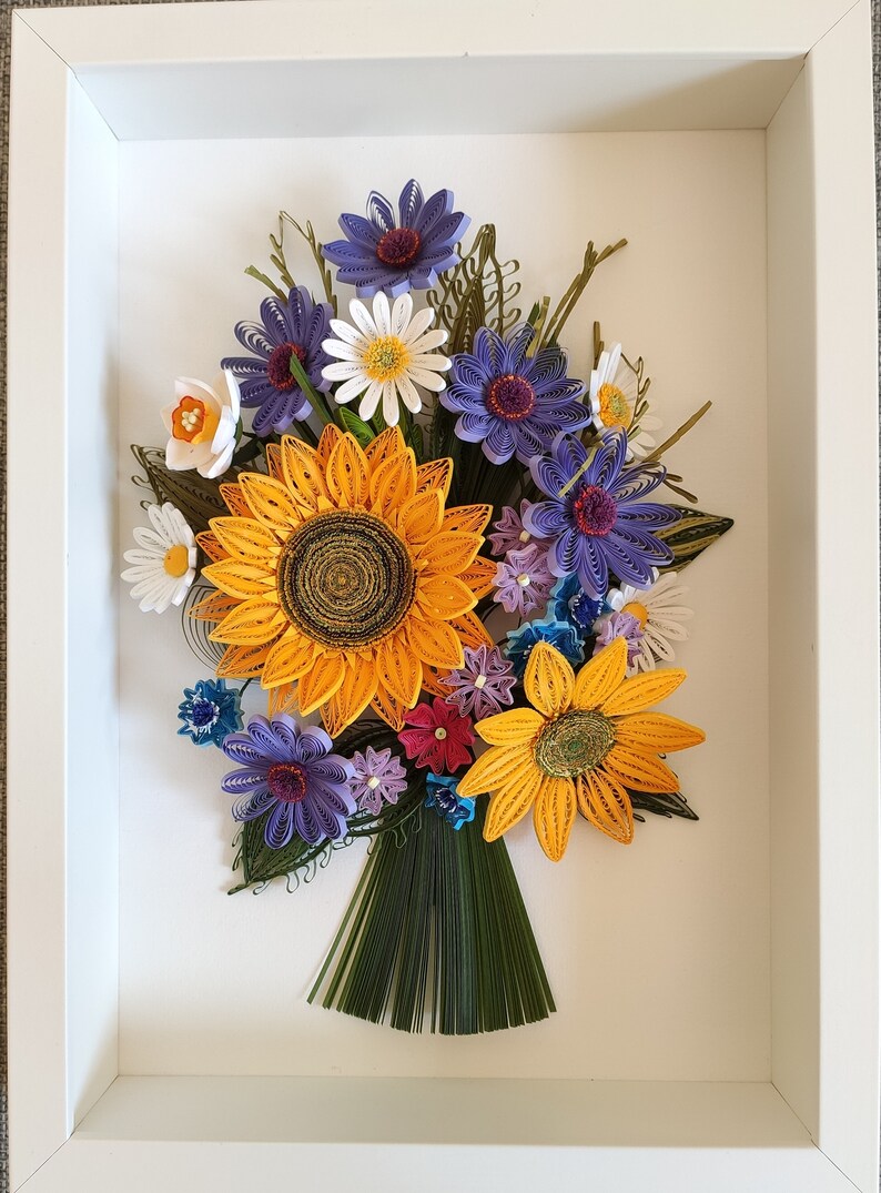 3D Paper Quilling Bouquet of Wildflowers in Quilling Style - Daisies ...