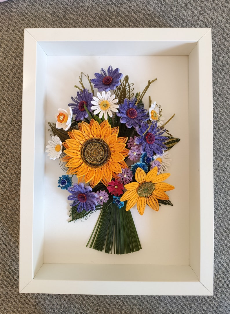 3D Paper Quilling Bouquet of Wildflowers in Quilling Style - Daisies ...