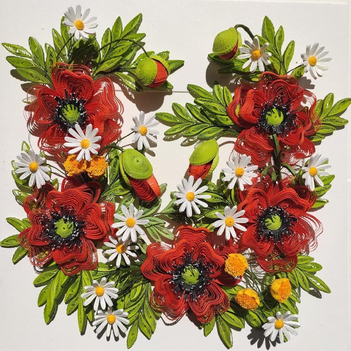 3D Paper Quilling Panels Poppies Daisies. 1st Wedding - Etsy