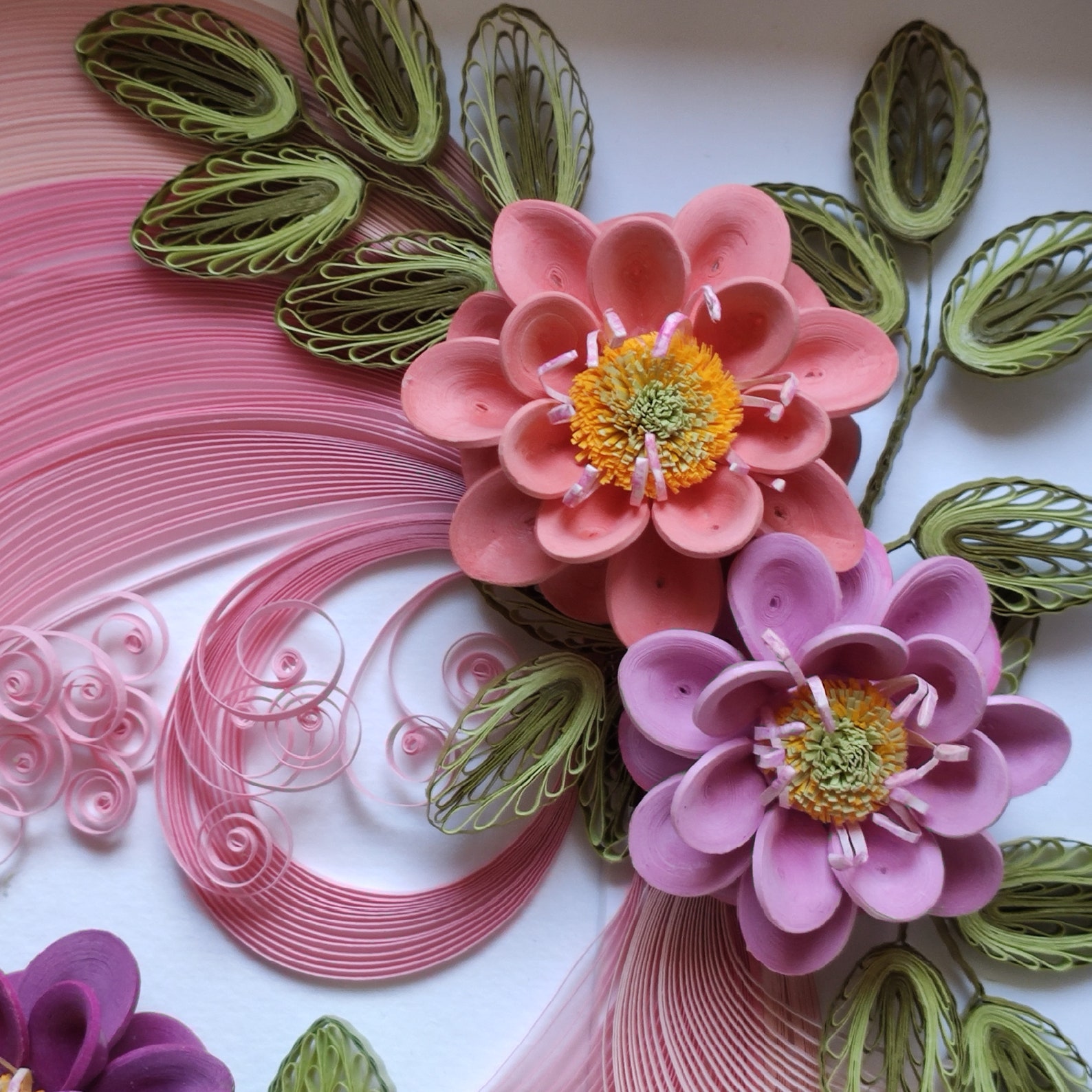 3D Paper Quilling Flower Panel Home Decor Wedding Anniversary, Mother's ...