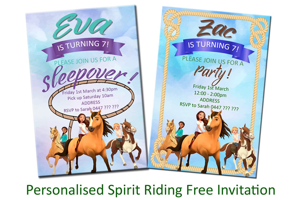 Spirit Riding Free Personalised Birthday Invitation - Digital File ...
