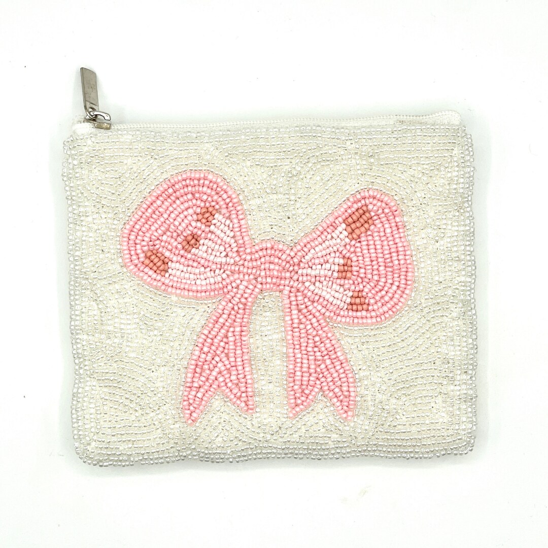 Preppy Coin Purse Bow Beaded Bag Custom Change Purse Beaded Wallet ...