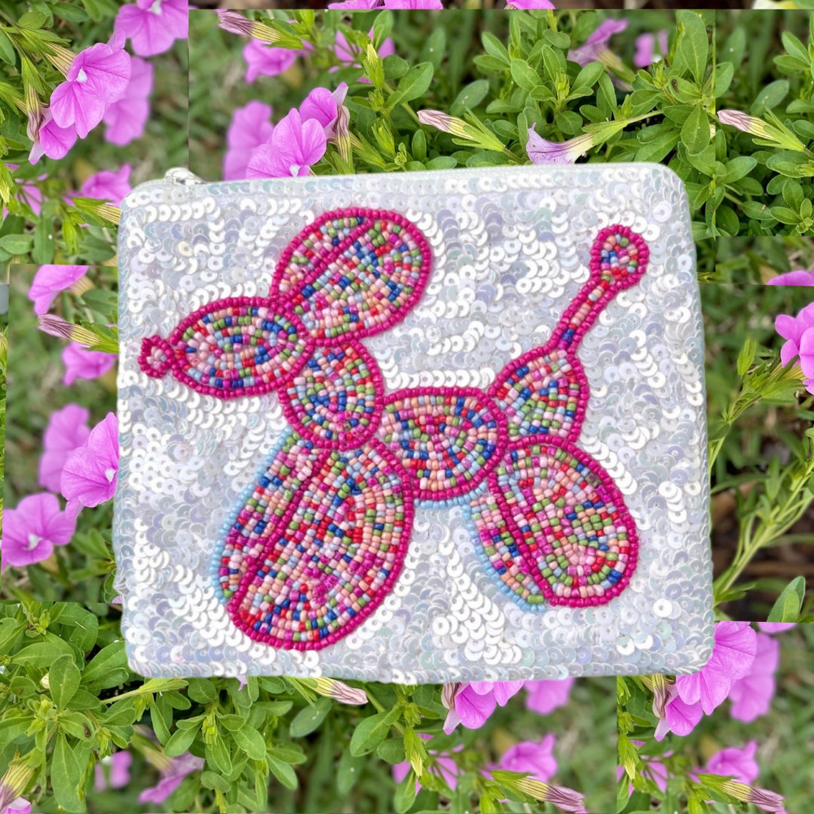 Beaded Balloon Dog Coin Purse, Preppy Wallet Zipper Pouch, Beaded Bag ...