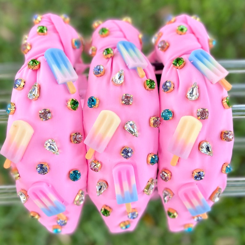 Popsicle Headband, Pink Padded Knot Headband, Summer Hair Accessories ...