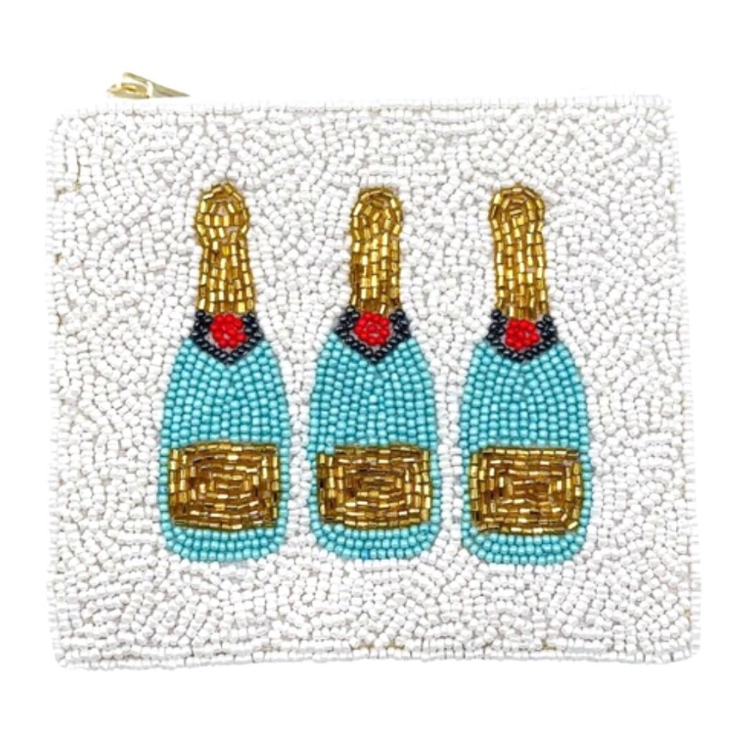 Champagne Beaded Coin Purse Preppy Beaded Bag, Beaded Wallet Coin Pouch ...