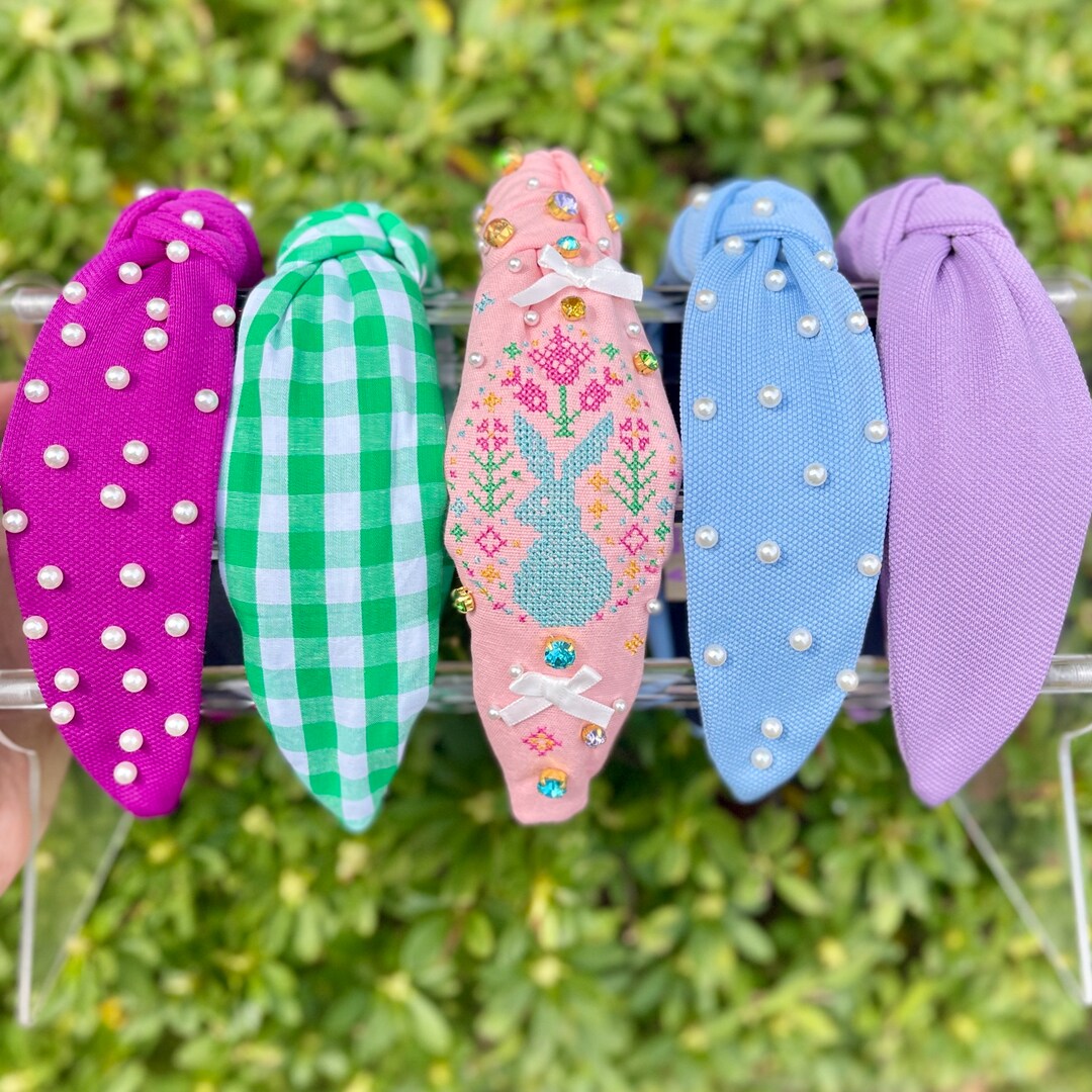 Spring Headbands Women Custom Beaded Headbands Knotted Headbands One Of A Kind Headbands Girls