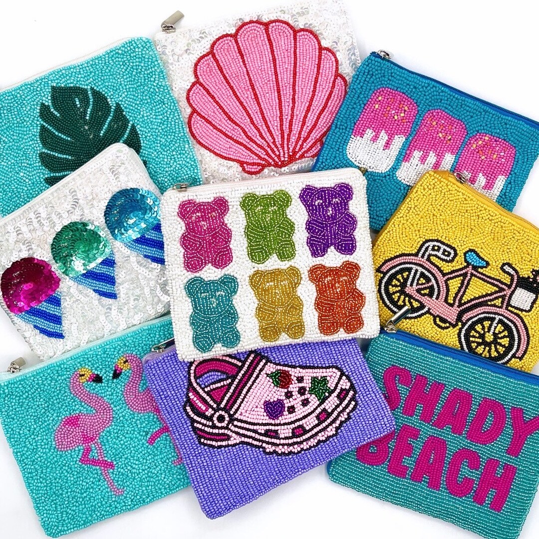Summer Coin Purse Beaded Wallet Zipper Pouch Summer Beach Bag ...