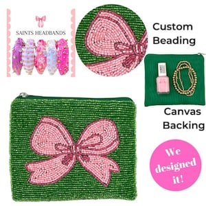 Preppy Coin Purse Pink Bow Beaded Bags Custom Purse Beaded, Best ...