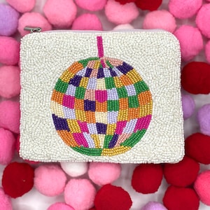 Disco Ball Beaded Coin Purse Preppy Bag, Small Zipper Pouch, Disco ...