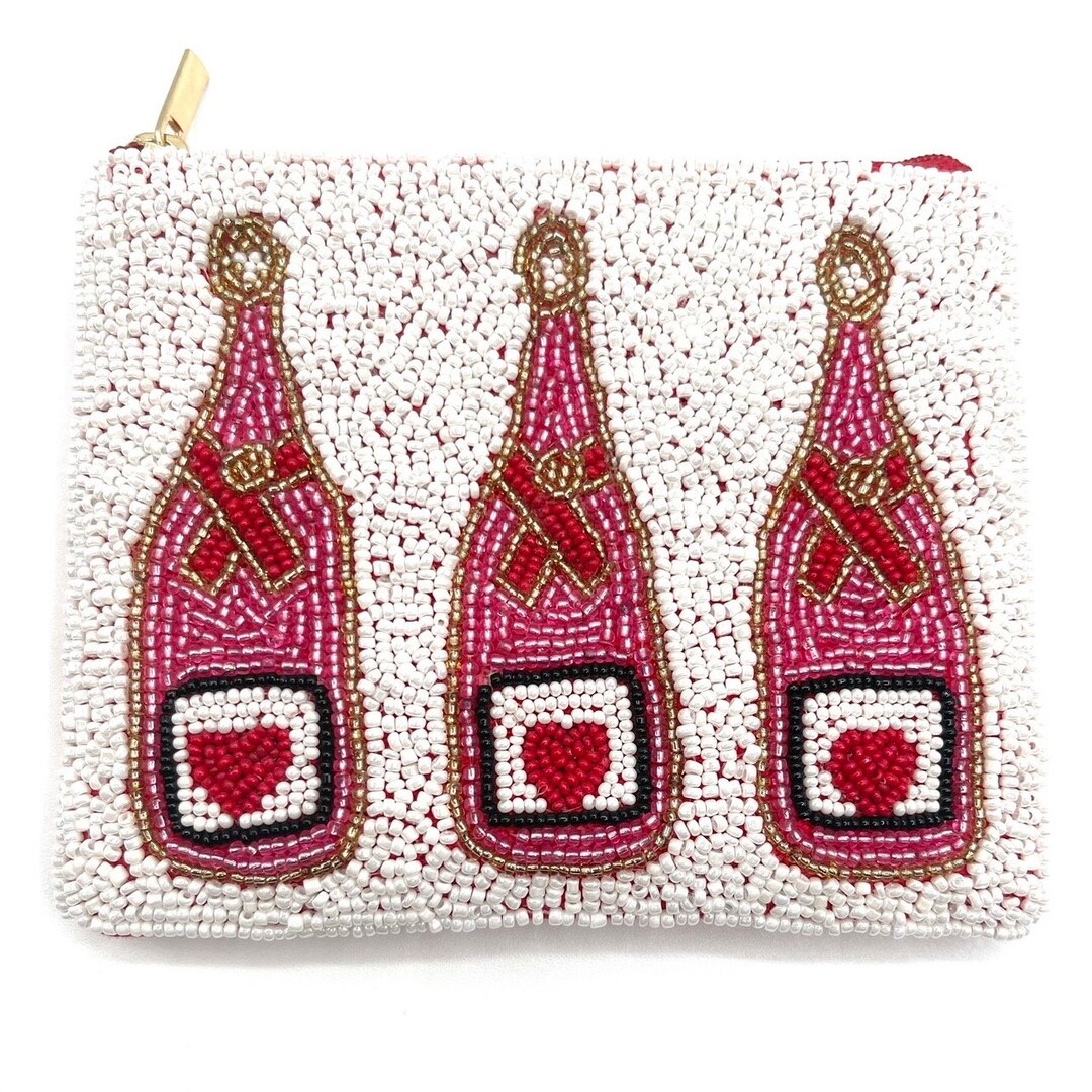 Beaded Coin Purse Heart Champagne Bottle Beaded Coin Purse - Etsy