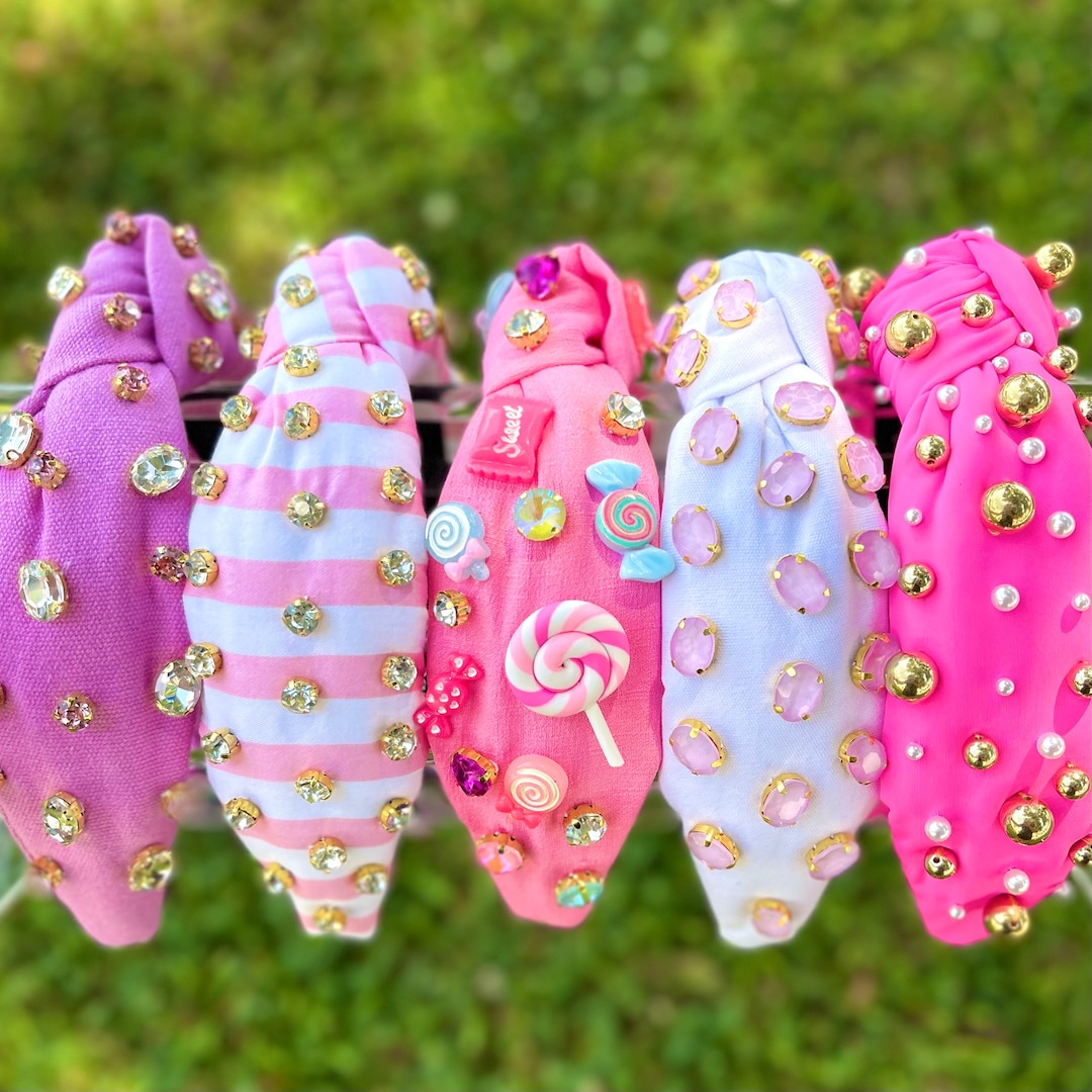 Pink Jeweled Headband Pink Headbands Women Pink Hair Accessories Summer ...