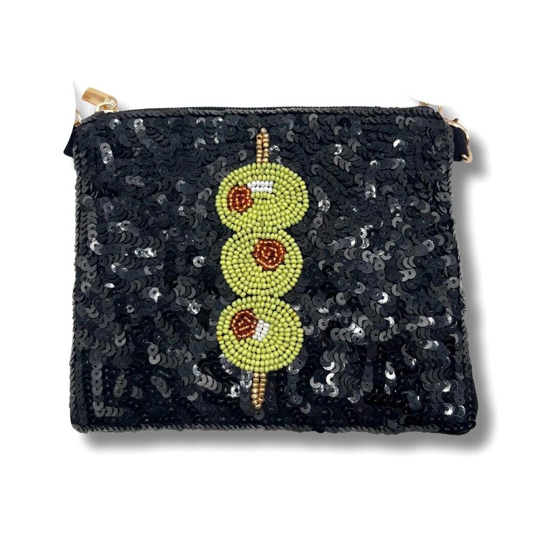 Martini Beaded Coin Purse, Martini Purse Sequin Beaded Bag, Crossbody ...