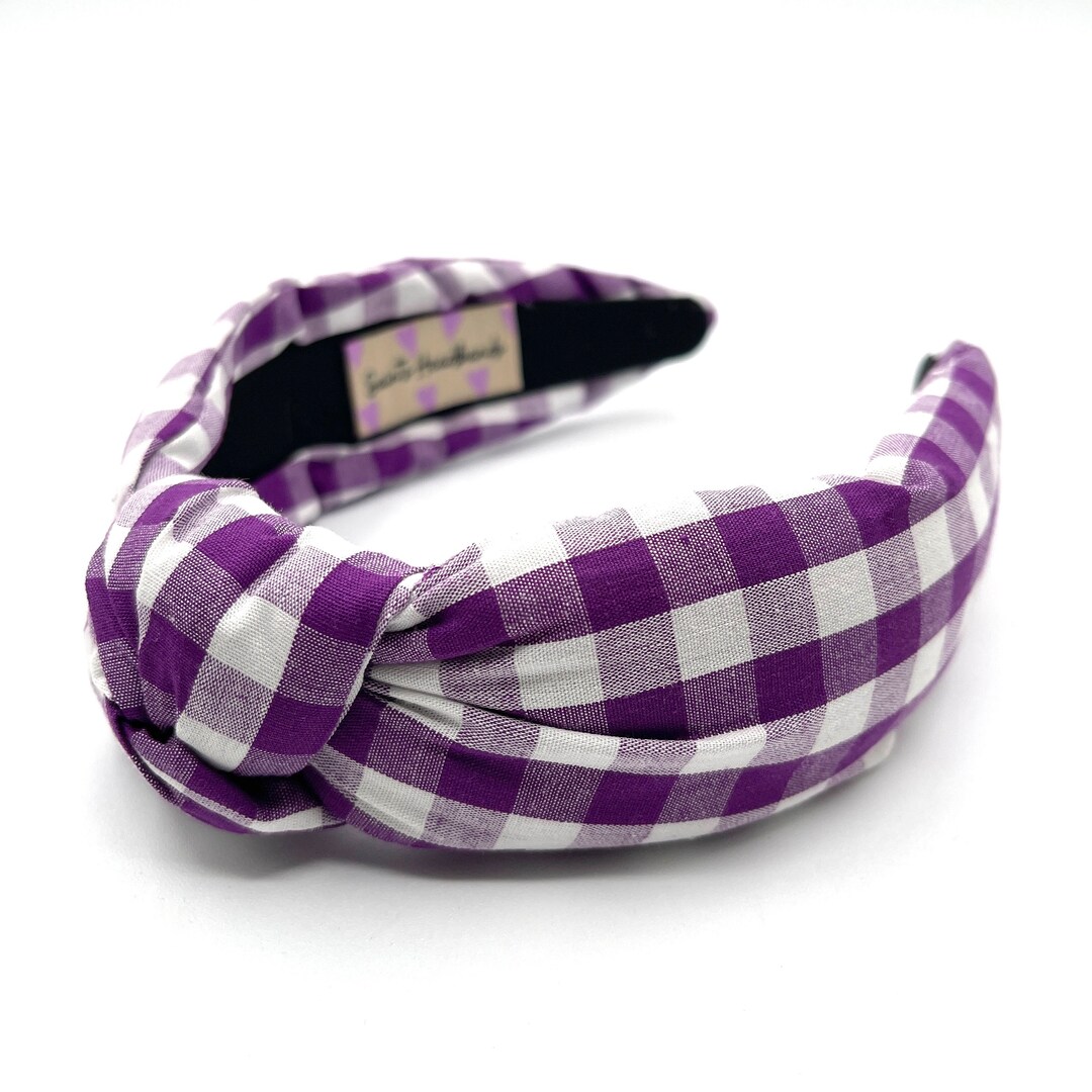 Purple Headband Purple Gingham Headband, Padded Headband Women, Game ...
