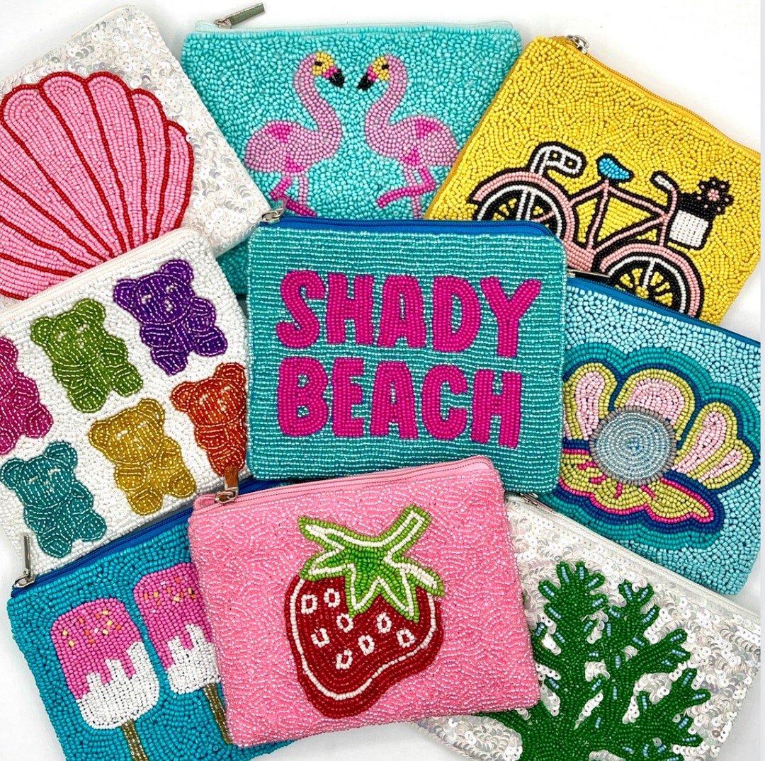 Preppy Coin Purse: Wallet Small Zipper Pouch, Summer Beaded Bag - Etsy