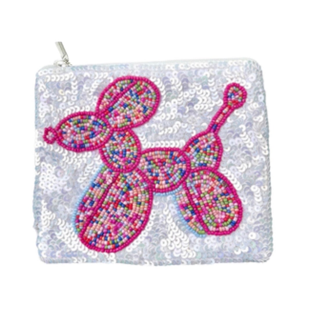 Preppy Balloon Dog Coin Purse Beaded Bag Custom Purse Beaded Wallet ...