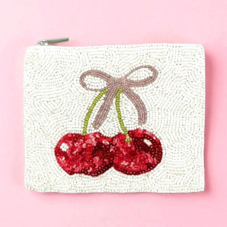 Cherry Beaded Coin Purse, Preppy Bow Accessories - Etsy