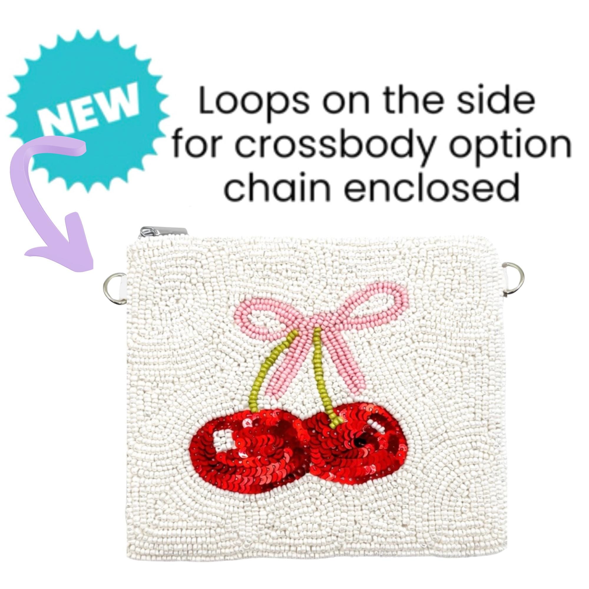 Cherry Beaded Coin Purse, Preppy Bow Accessories - Etsy