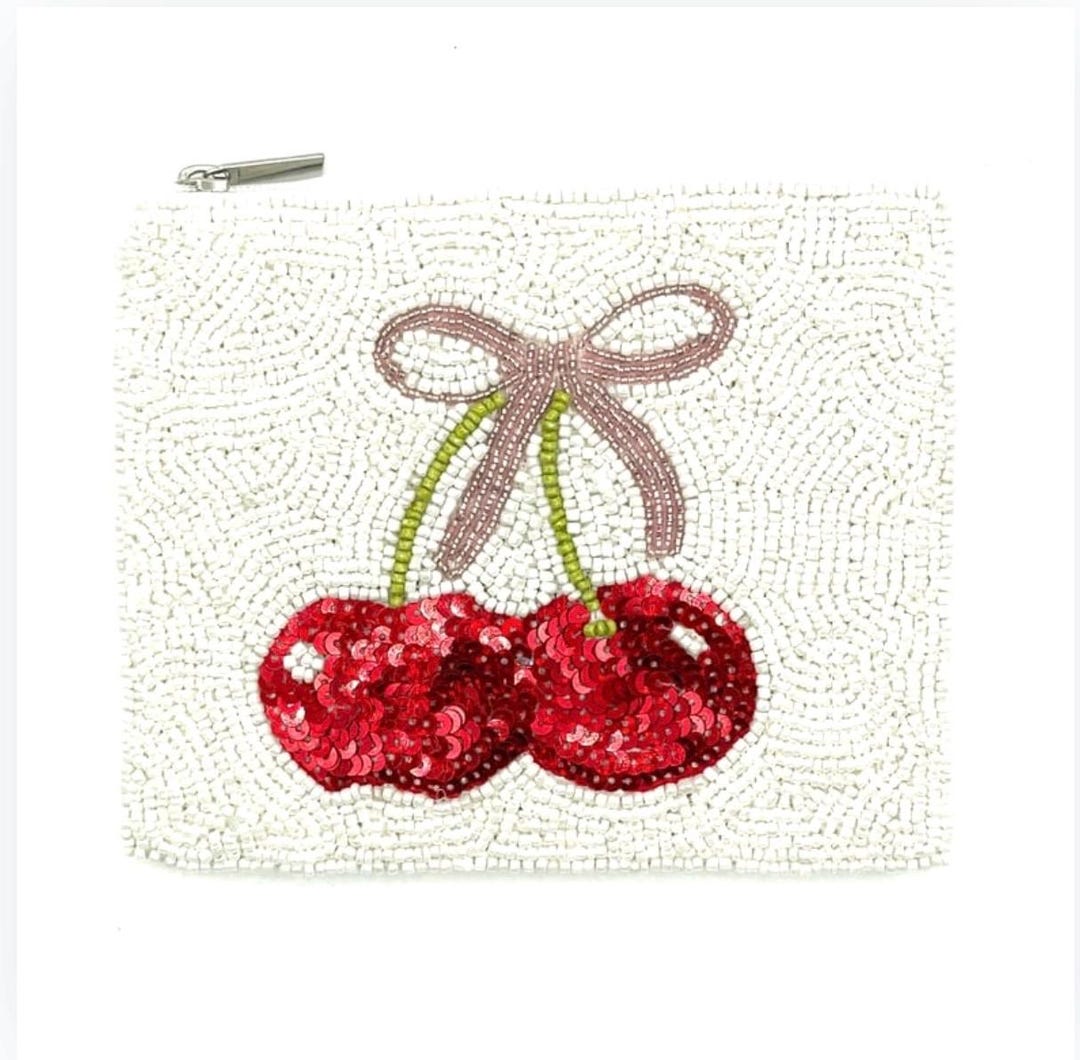 Cherry Beaded Coin Purse, Preppy Bow Accessories - Etsy