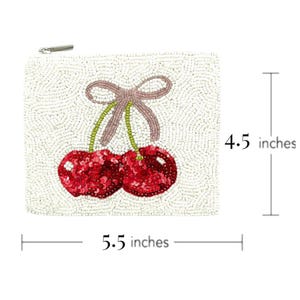 Cherry Coin Purse Beaded Cherries Pink Bow Beaded Bag Cute Preppy ...