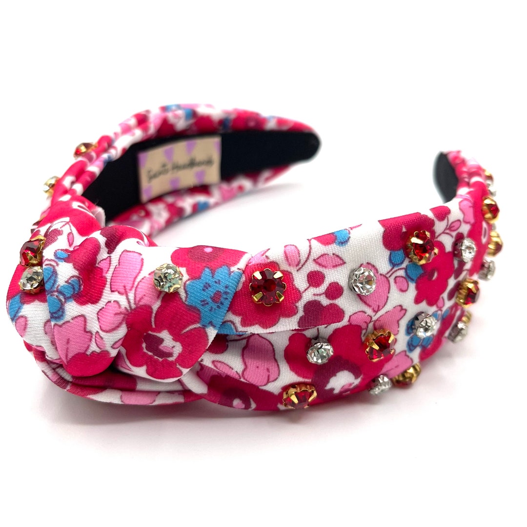 Pink Floral Headbands Women Valentine Headband Jeweled Headband, Pink ...