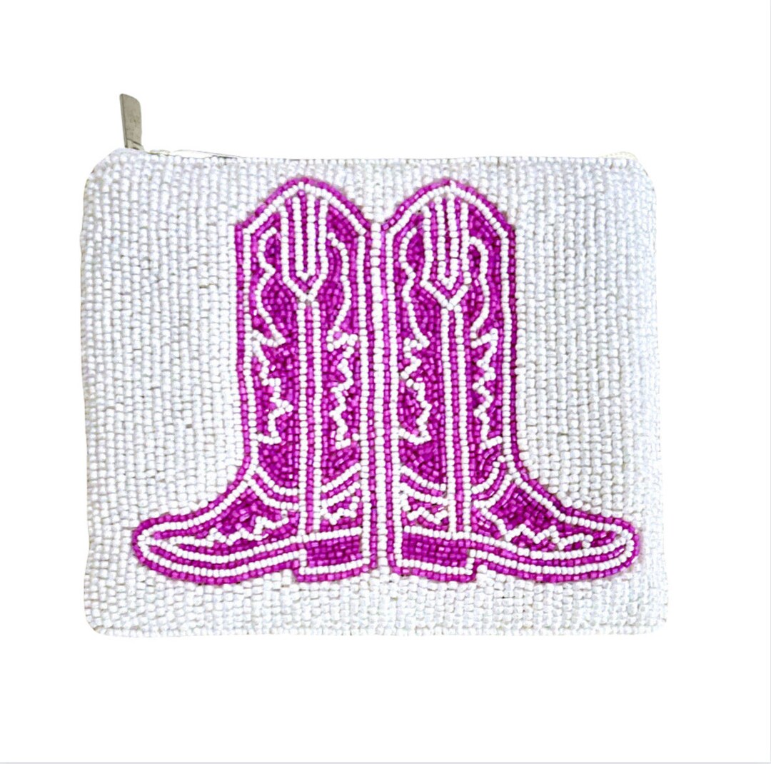 Pink Cowboy Boots Beaded Coin Purse, Cowgirl Rodeo Gift - Etsy