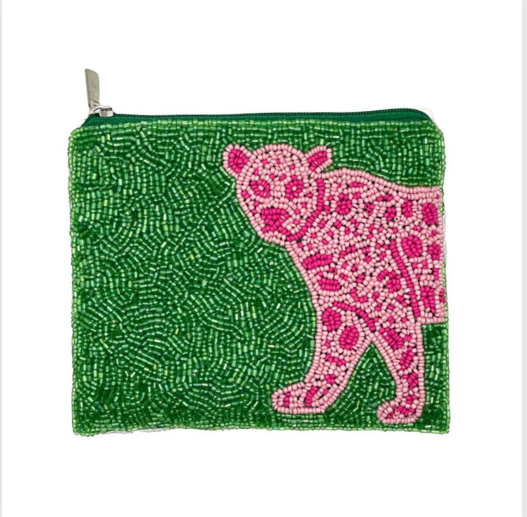 Leopard Coin Purse Pink Beaded Bag Pouch Preppy Birthday Gifts - Etsy