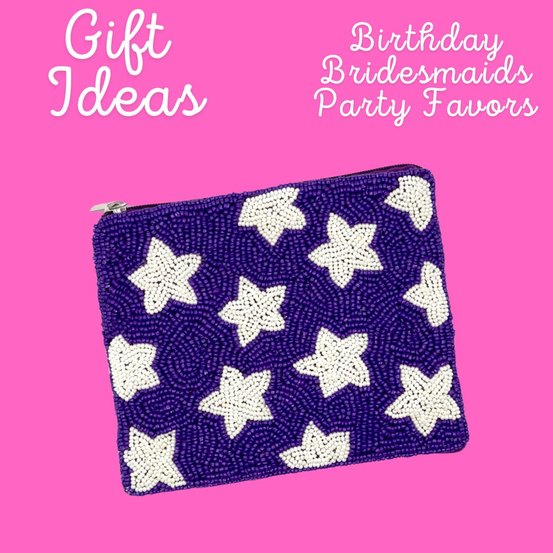 Gameday Chic Star Coin Purse, Purple Beaded Pouch, Football Accessories ...