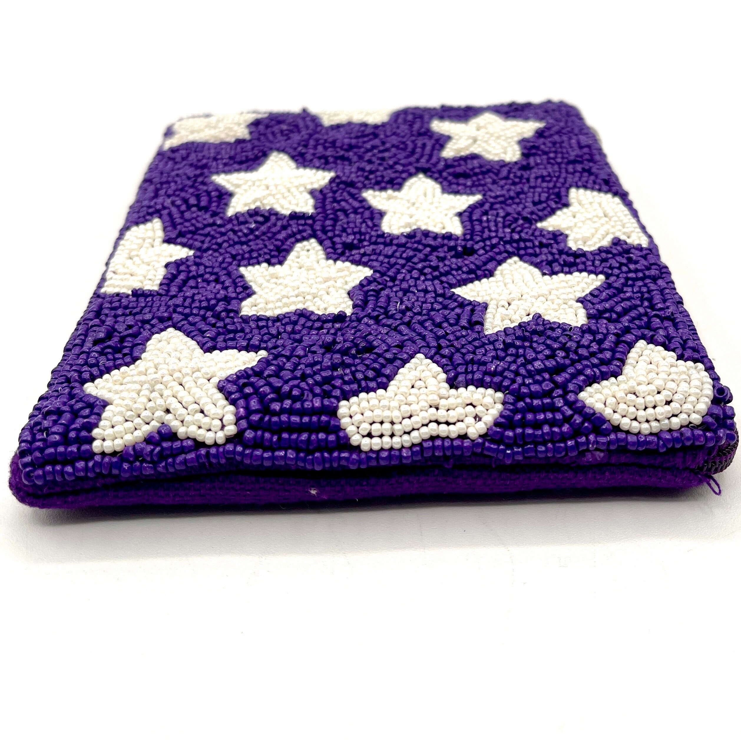 Gameday Chic Star Coin Purse, Purple Beaded Pouch, Football Accessories ...