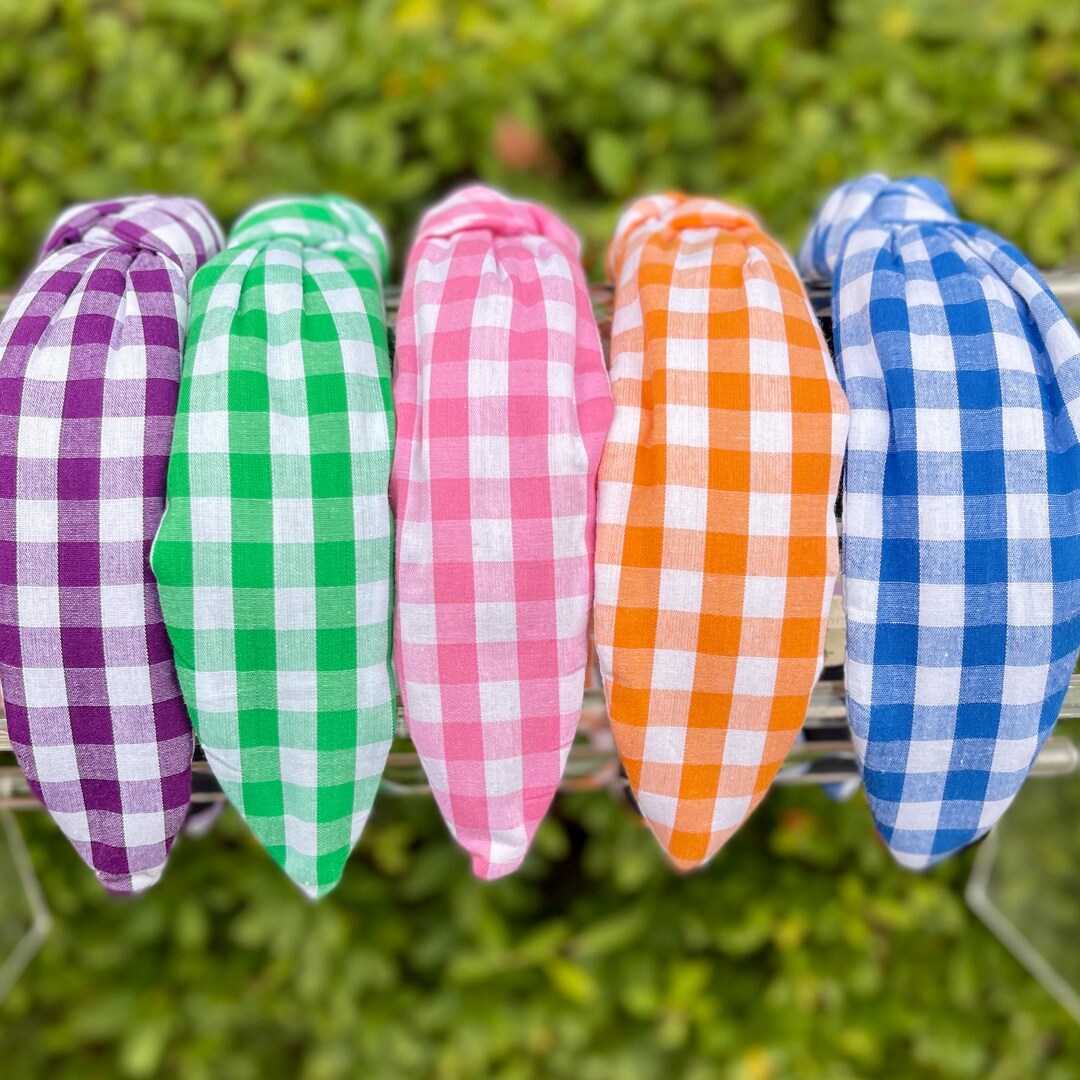 Checkered Padded Knot Headband Women Preppy Gingham Headbands Spring ...