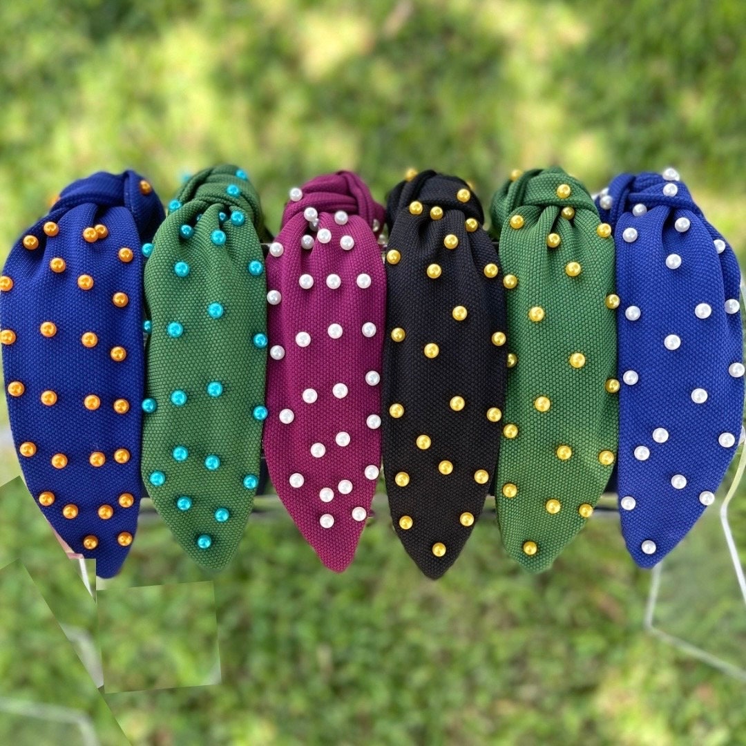 Pearl Headband Knotted Headbands Game Day Headbands Women Fall Hair pearl-headband-knotted-headbands-game-day-headbands-women-fall-hair