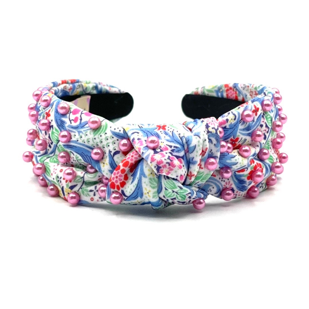 Blue Floral Headband Women Pearl Headband Easter Headband Girls ...