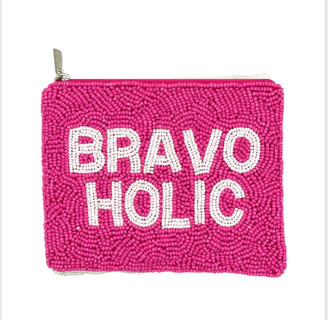 BRAVO Beaded Coin Purse Housewives Gifts Preppy Beaded Bag Pink Beaded ...