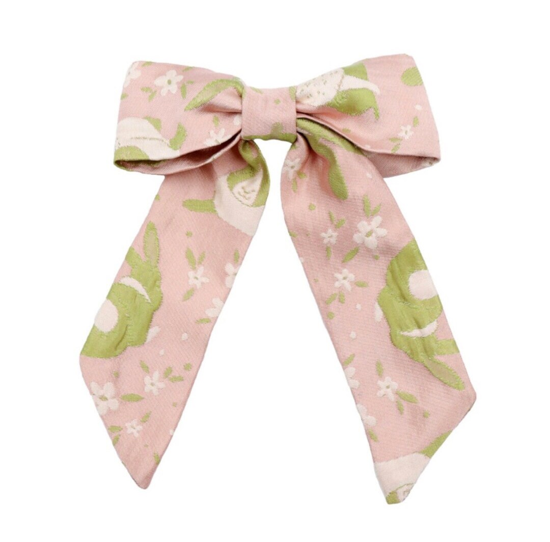 Pink Easter Bow Clip Easter Bunny Floral Hair Accessories for Women and ...