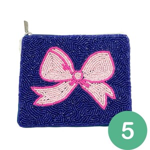 Preppy Coin Purse Pink Bow Beaded Bags Custom Purse Beaded, Best ...