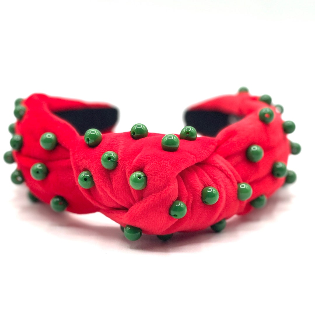 Christmas Headbands Women Holiday Headbands, Plush Red Velvet Knot ...