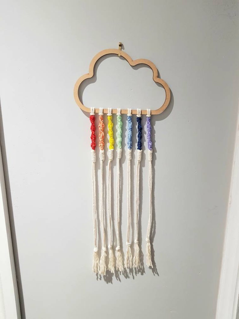 Rainbow Colourful Wall Decor Wall Hanging Ribbon Macrame | Etsy