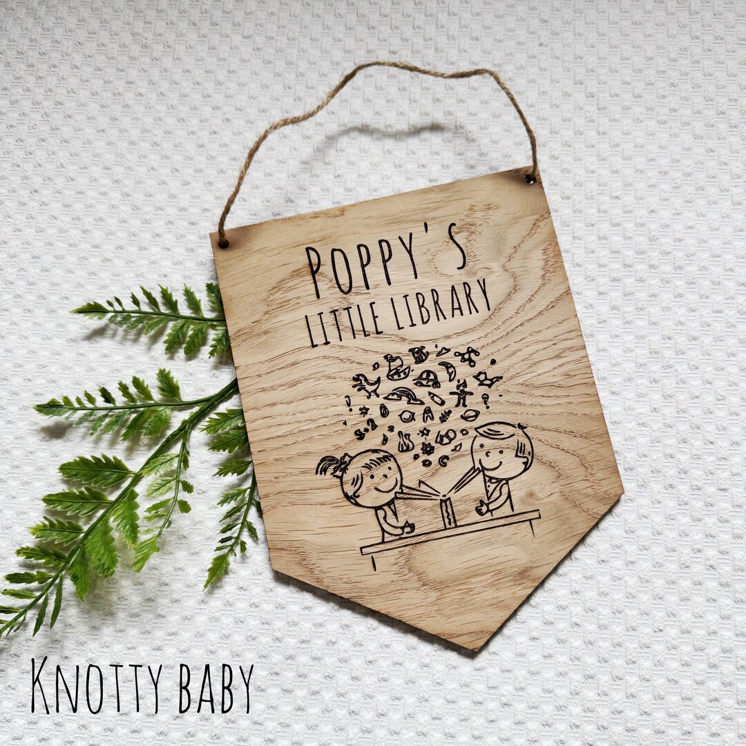 Personalised Wooden Children's Library Sign, Little Library, Children's ...