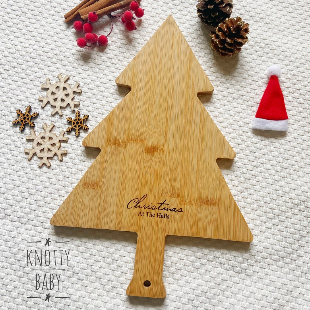 Personalised Tree Chopping Board, Christmas Tree Board, Bamboo Chopping ...