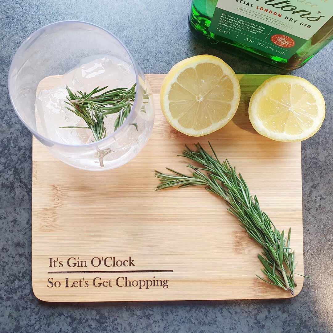 Solid Bamboo Gin Chopping Board, Gin Board, Mens Gift, Fathers Day Gift ...