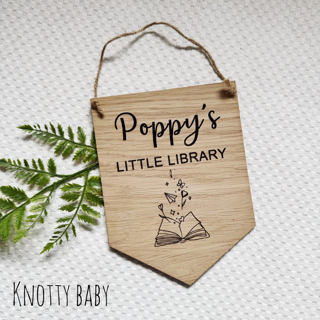 Personalised Wooden Children's Library Sign, Little Library, Children's ...