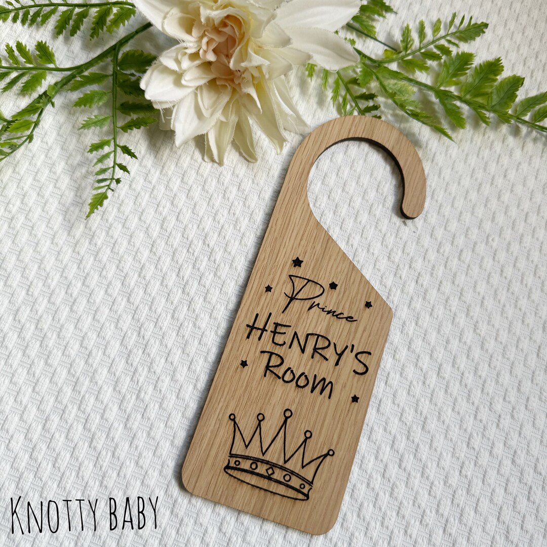 Prince Personalised Laser Engraved Door Hanger, Nursery, Baby Room ...