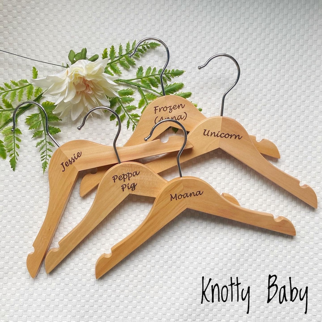 Set of 5 Wooden Costume Hangers, Personalised Hangers, Childrens ...