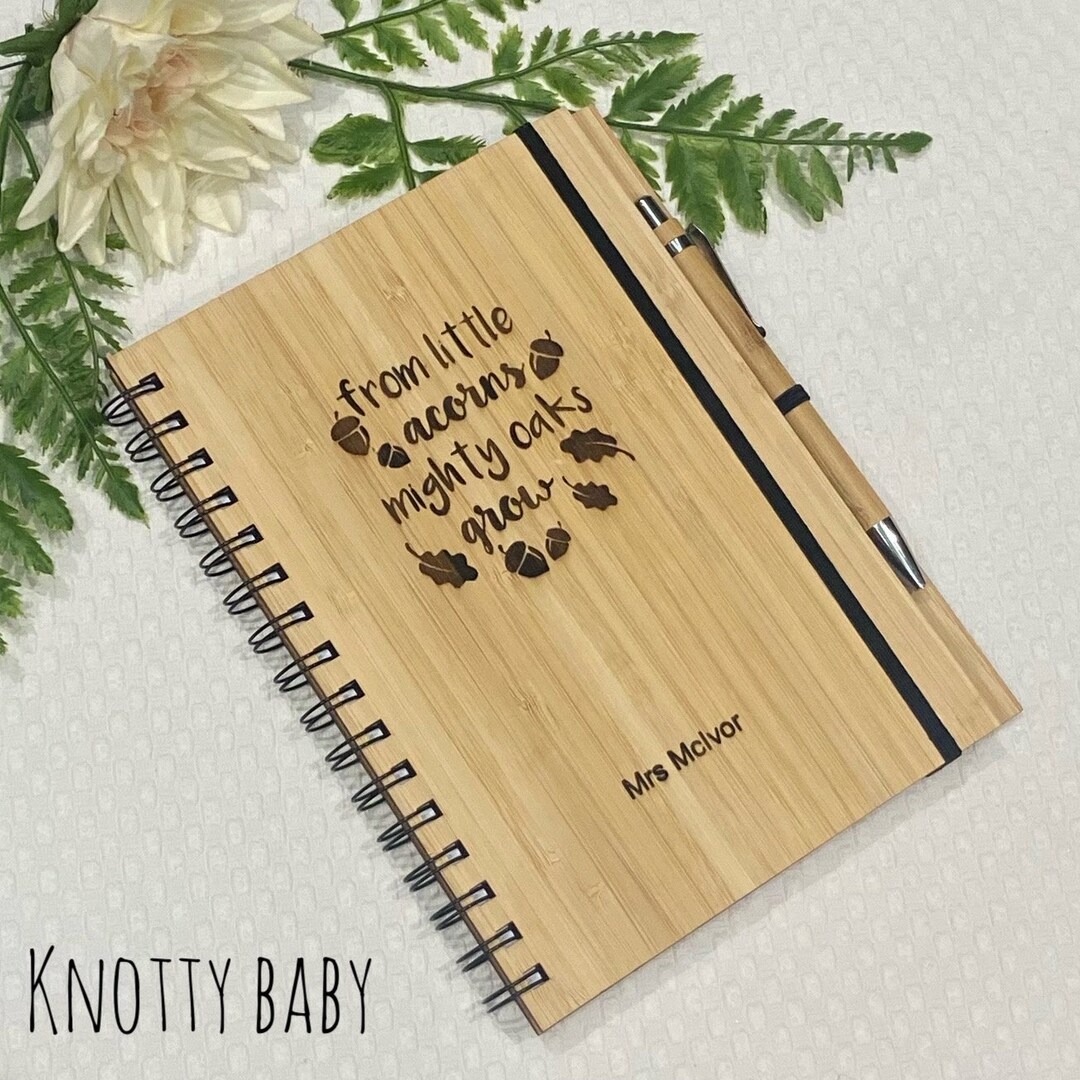 Bamboo A5 Personalised Notebook and Pen, Teachers Gift, End of Year ...