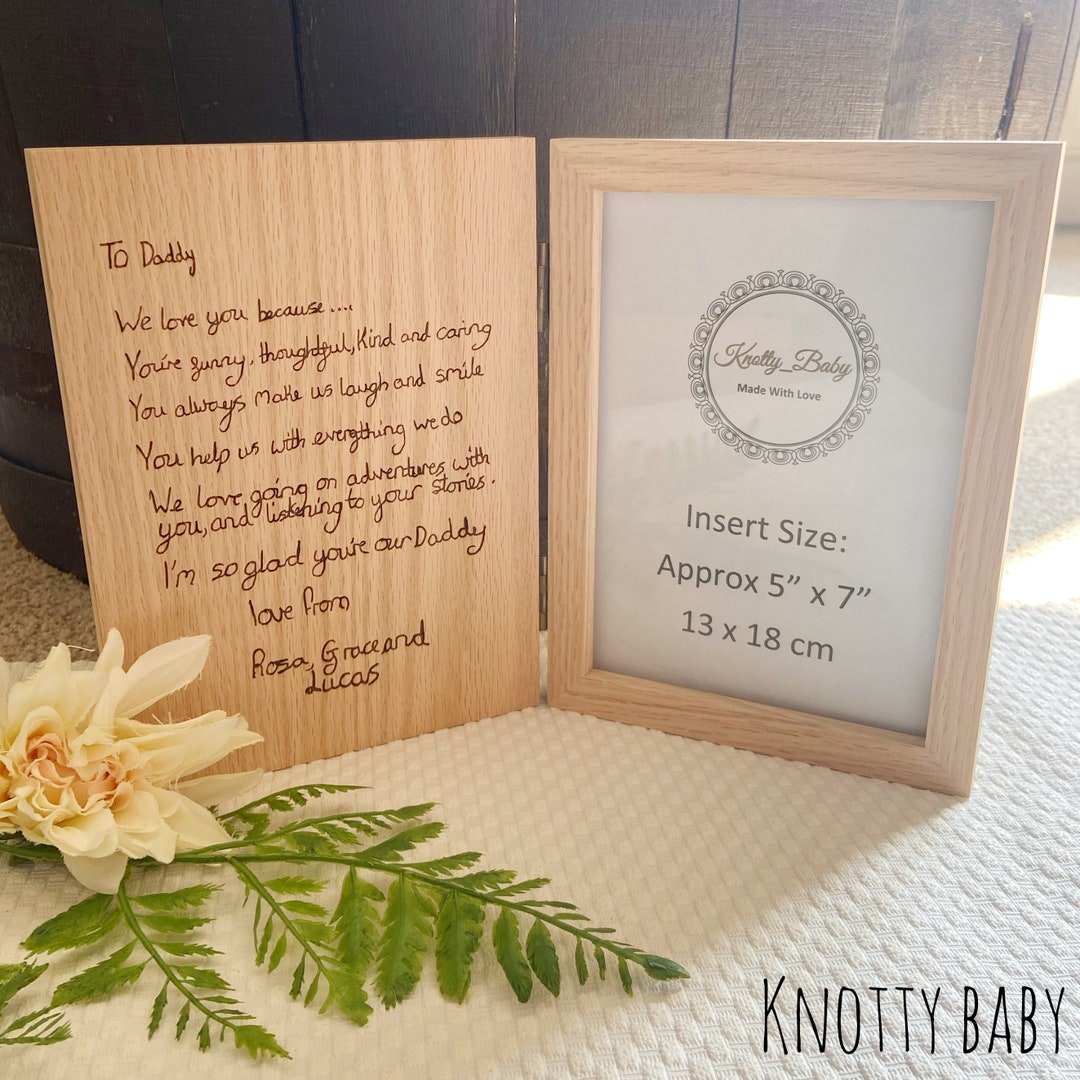 Customised Laser Engraved Solid Oak Wooden Book Style Photo Frame, Wedding Gift, Thank You Gift ...