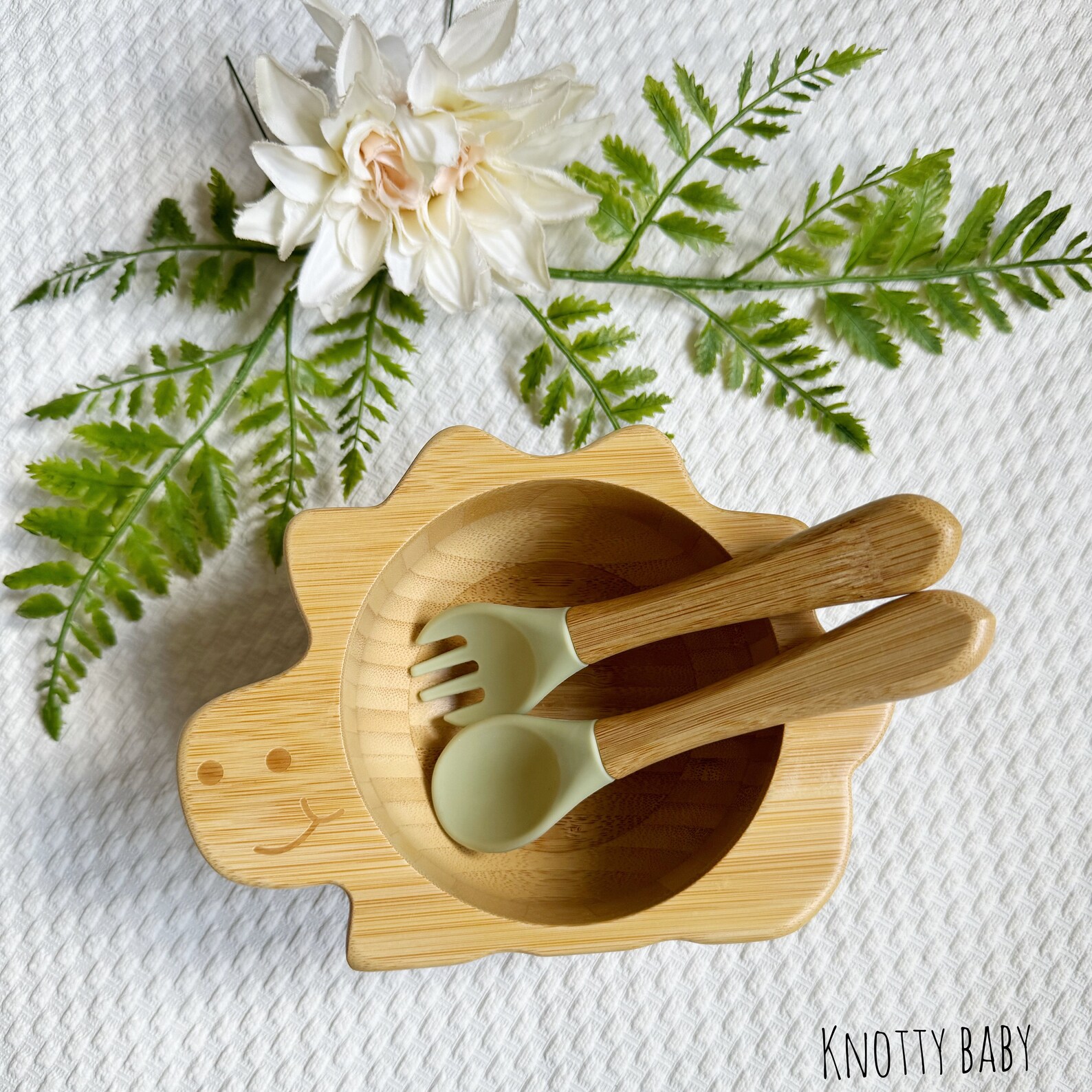 Personalised Laser Engraved Bamboo Dinosaur Baby Feeding Bowl Set With ...