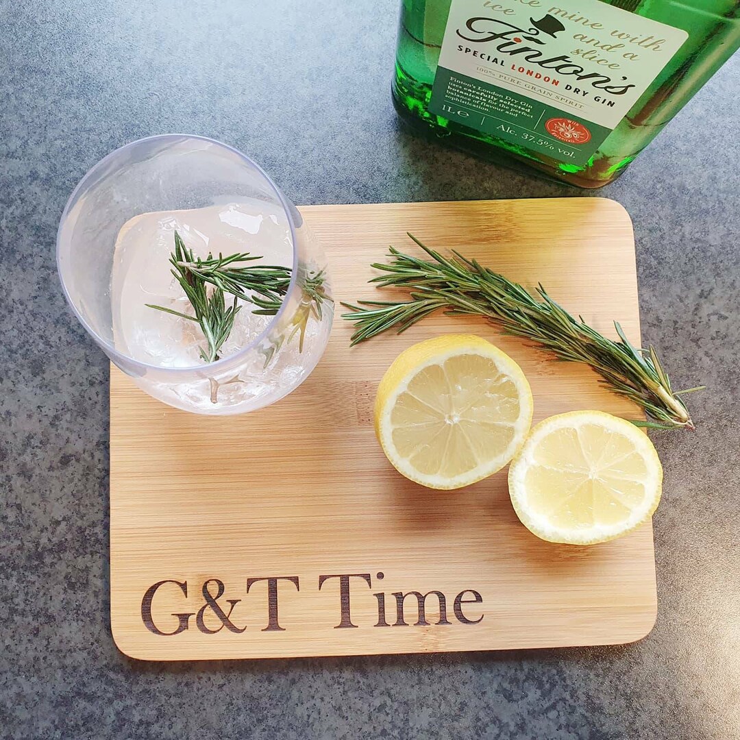 Solid Bamboo Gin Chopping Board, Gin Board, Gifts for Him, Fathers Day ...