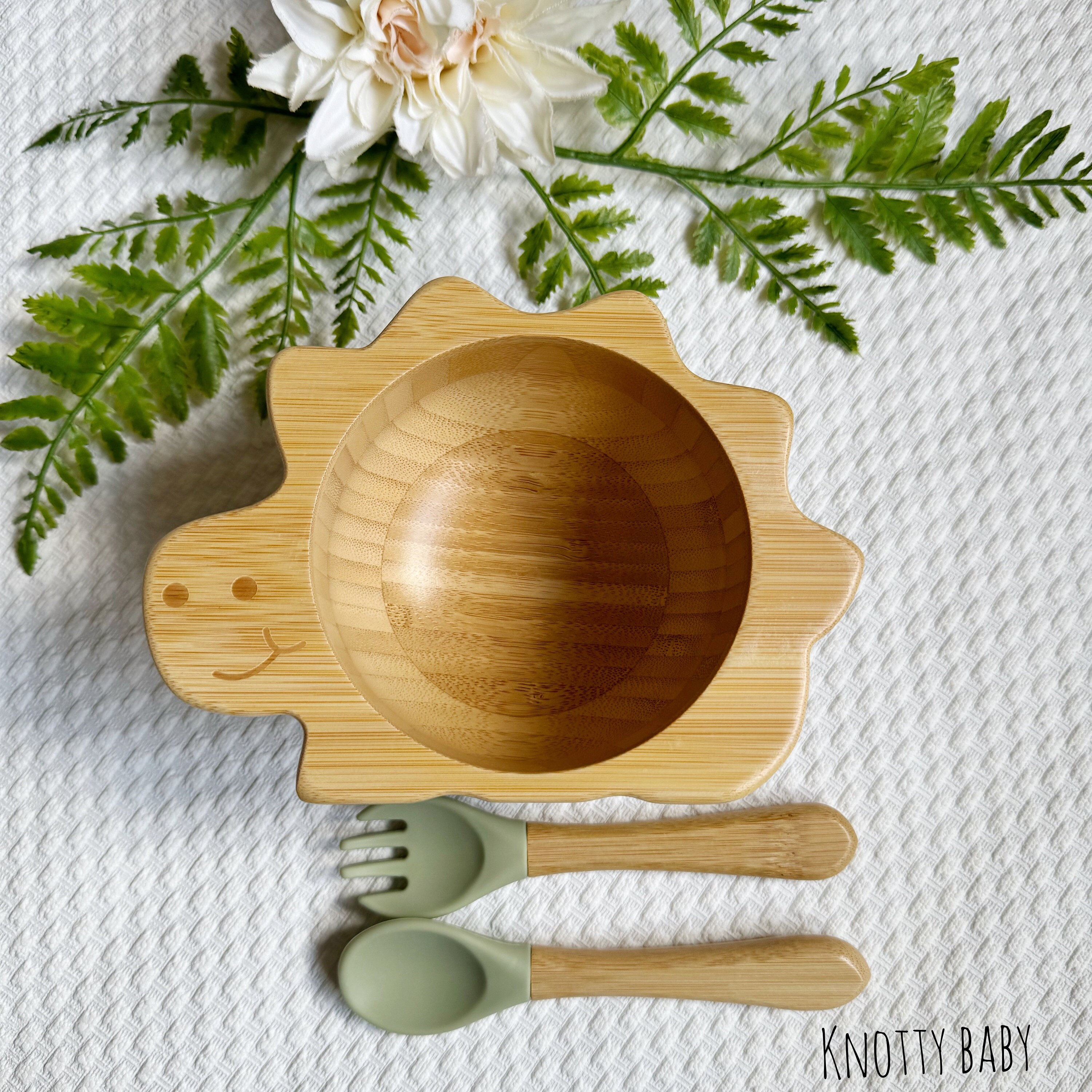 Personalised Laser Engraved Bamboo Dinosaur Baby Feeding Bowl Set With ...