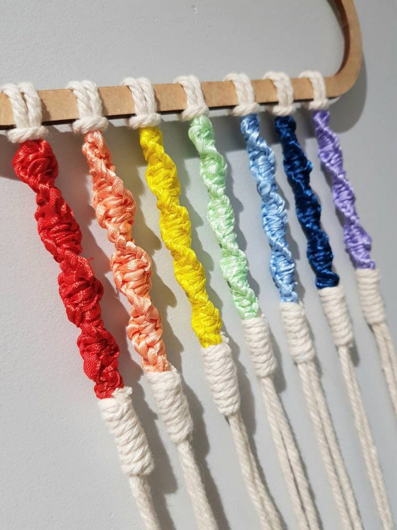 Rainbow Colourful Wall Decor Wall Hanging Ribbon Macrame | Etsy