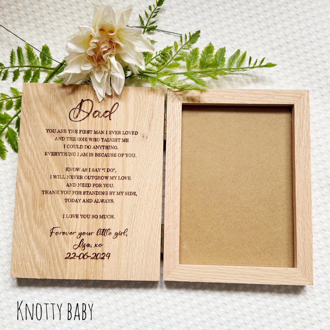 Customised Father of the Bride Solid Oak Wooden Book Style Photo Frame ...
